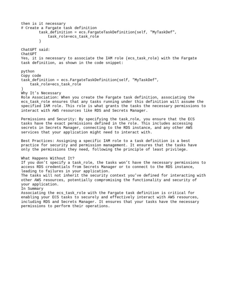 Role To Task Definition | PDF