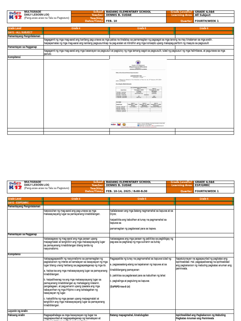 DLL ESP Fourth Quarter | PDF