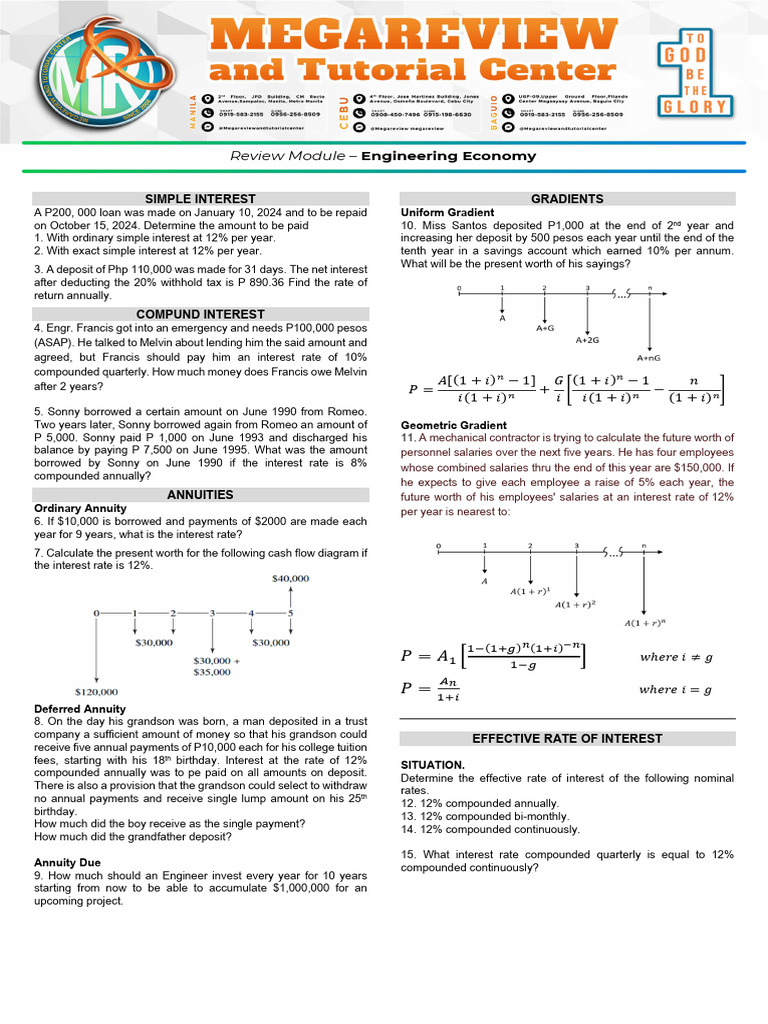 Engineering Economy | PDF | Interest | Depreciation