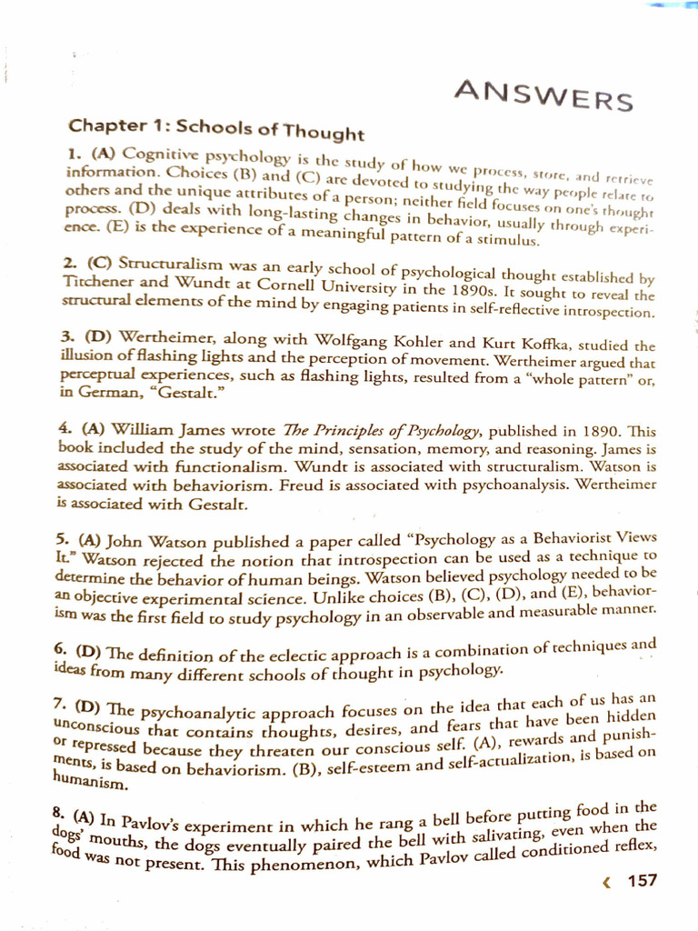 AP Psychology MCQ Answer Key | PDF