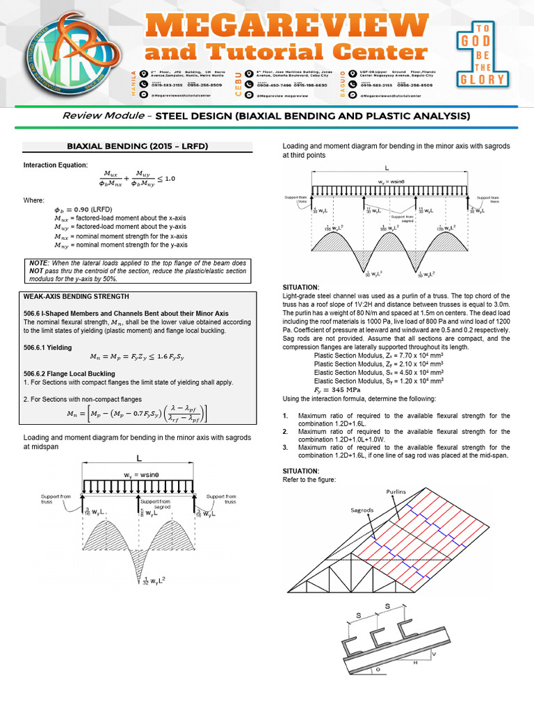 Steel Design - Biaxial Bending and Plastic Analysis | PDF | Bending | Beam (Structure)