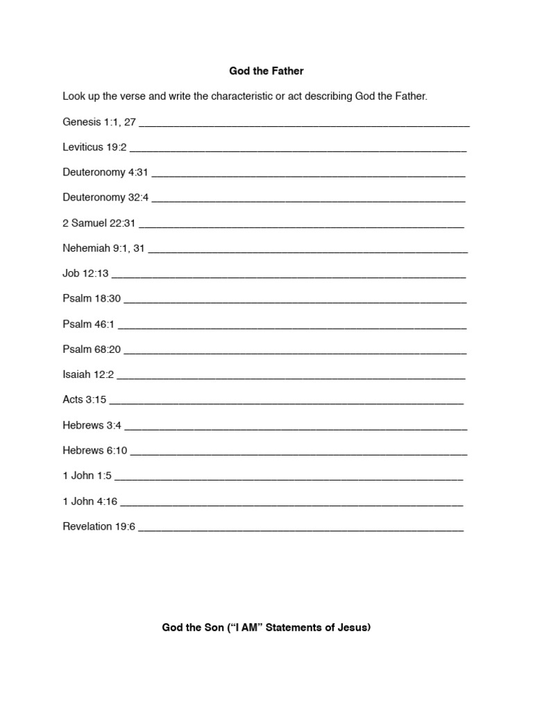 Trinity Worksheets | PDF | Holy Spirit | Trinity