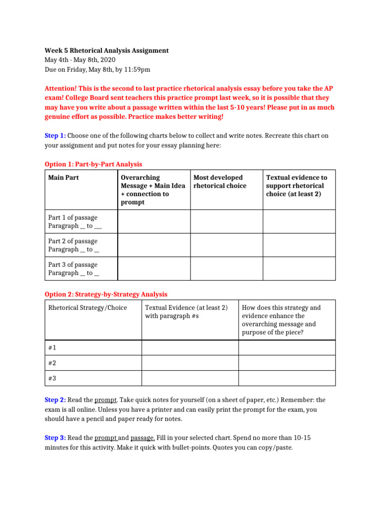 AP Rhetorical Analysis Essay Guide | PDF | Essays