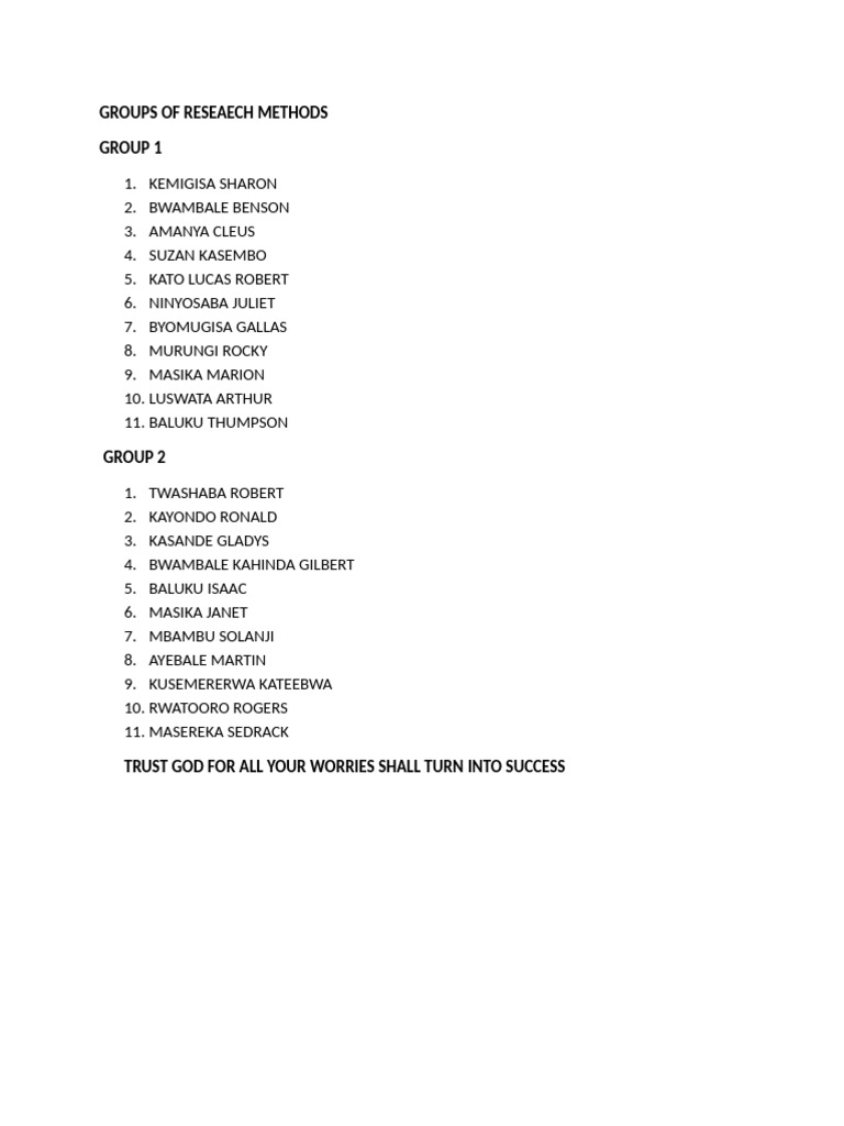 Research Method Groups | PDF
