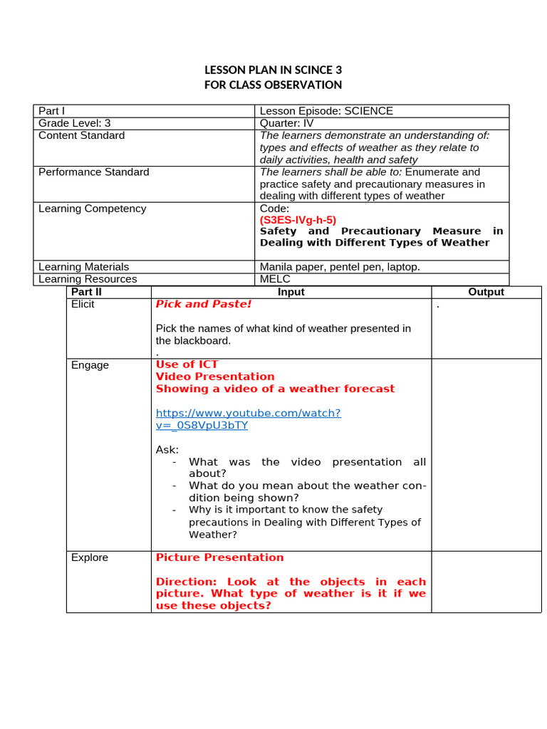 Science Safety Precaution DLP 7es 2 | PDF | Learning | Weather
