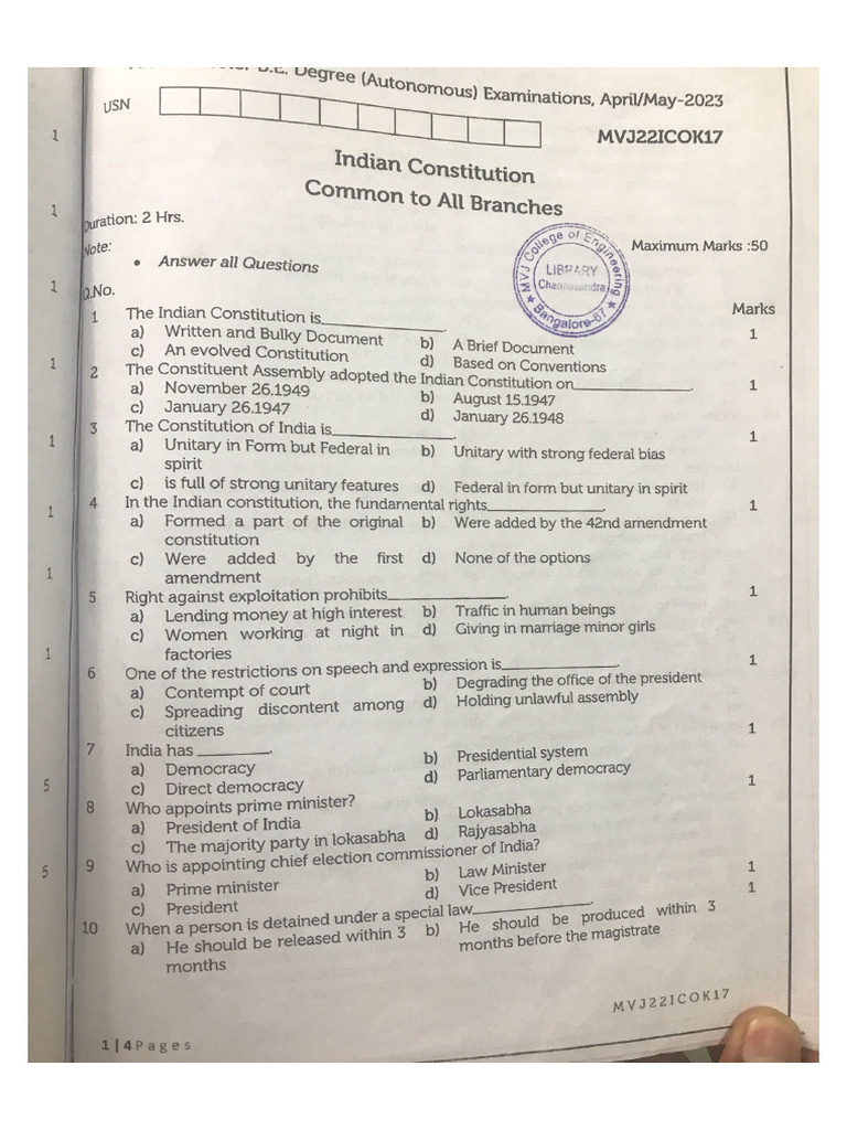 Indian conc. Qp sem | PDF