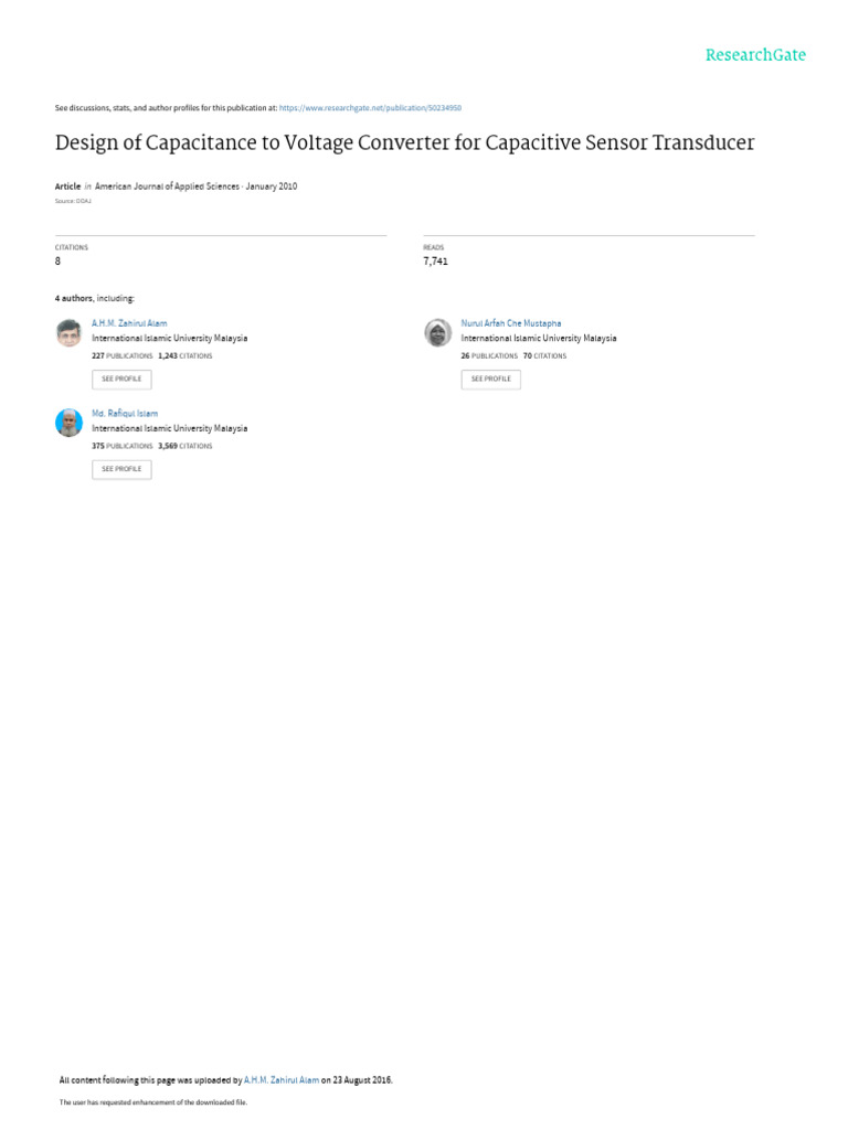 Design of Capacitance To Voltage Converter For Cap | PDF | Amplifier ...