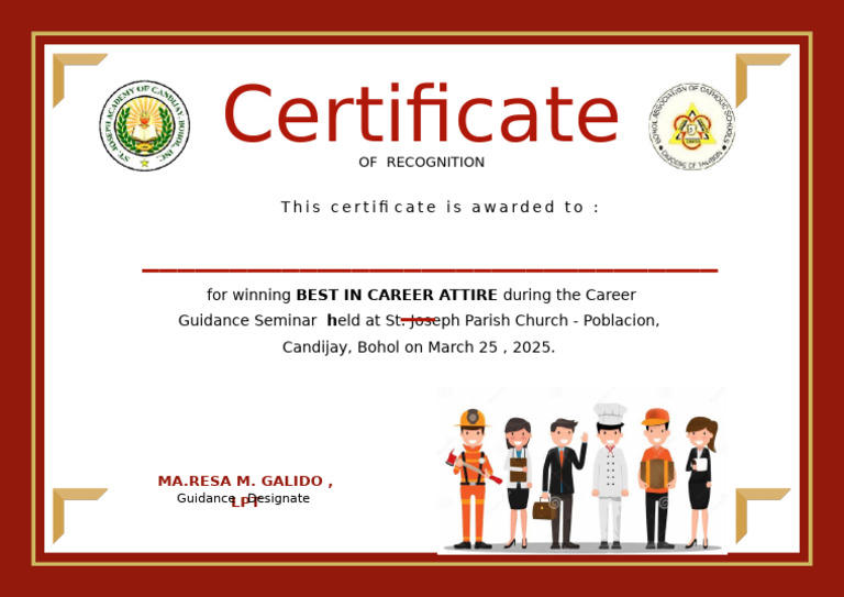 Best Career Attire Award Certificate | PDF