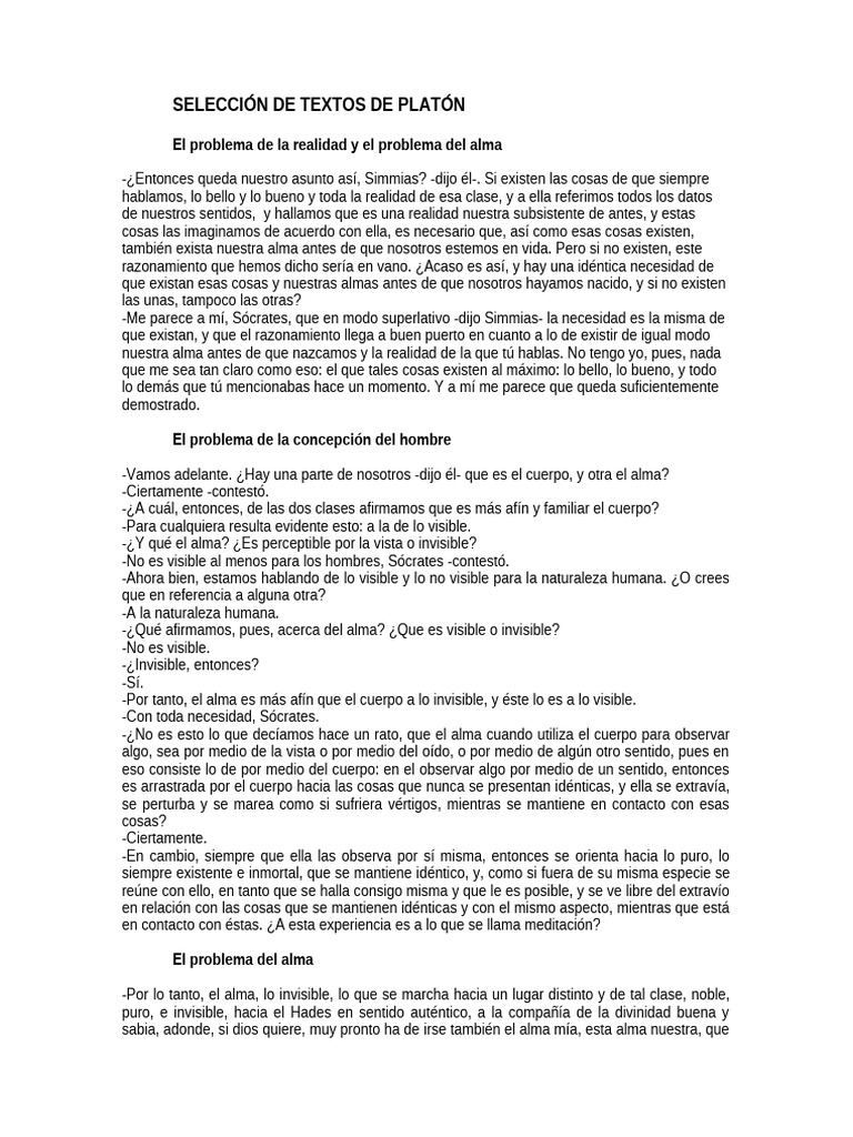 Seleccion de Textos de Platon | PDF | Alma | Verdad
