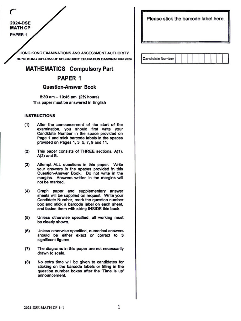 2024 Paper 1 QAB | PDF
