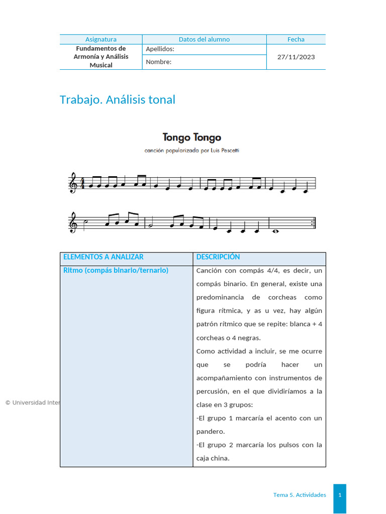 Análisis Tonal de Canciones Infantiles | PDF | Ritmo | Armonía
