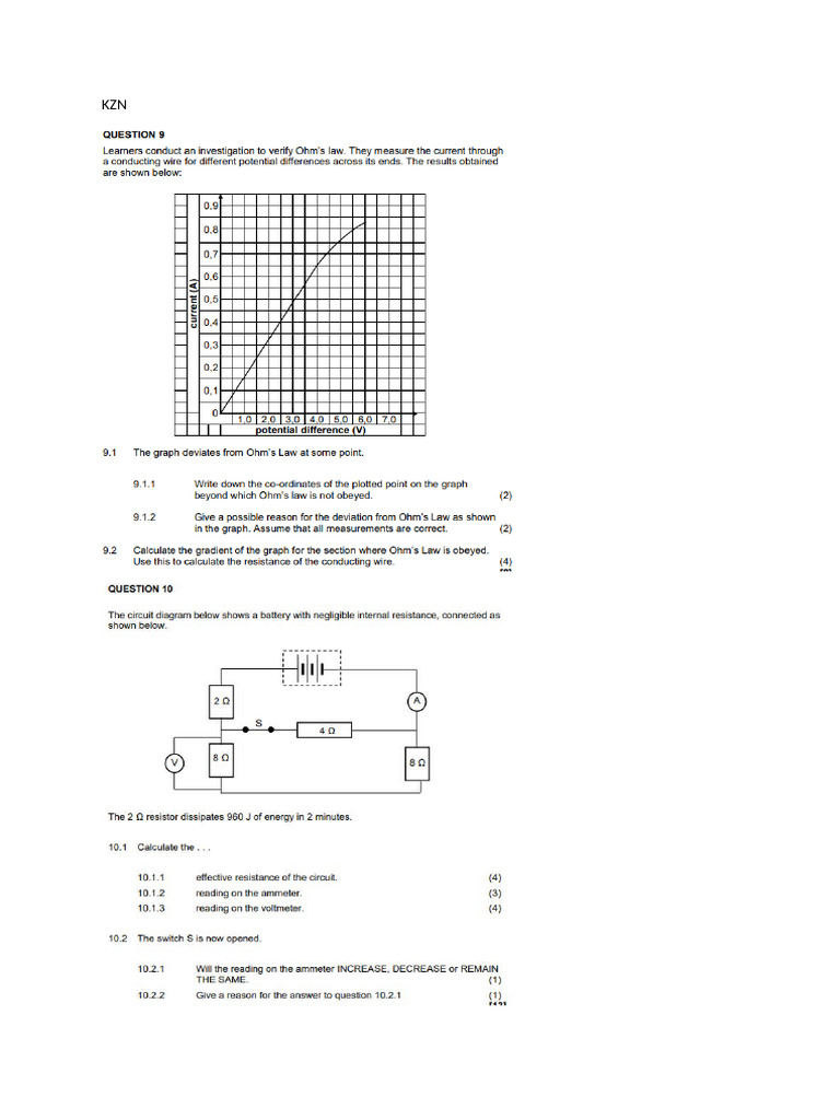 Electricity Questions | PDF
