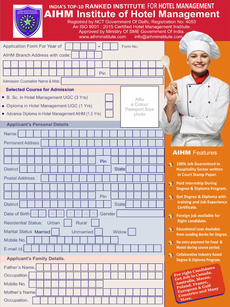 Aihm Application Form | PDF