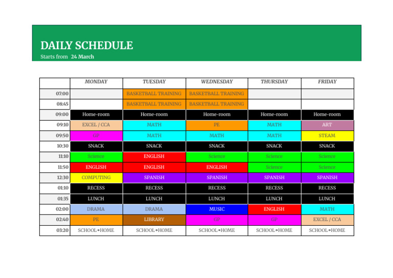 Schedule - Daily Schedule | PDF