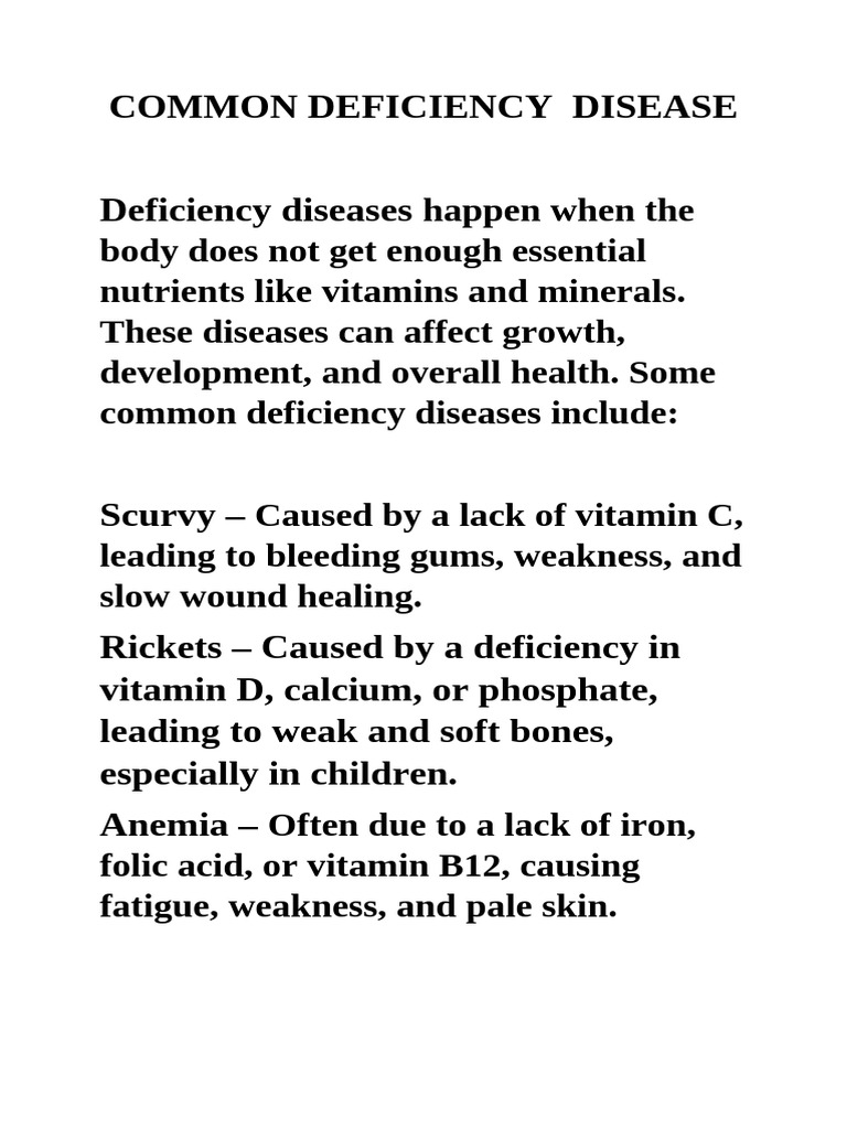 Common Deficiency Disease | PDF