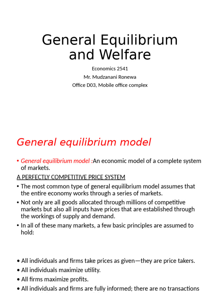 General Equilibrium Welfare | PDF | Economic Equilibrium | General Equilibrium Theory