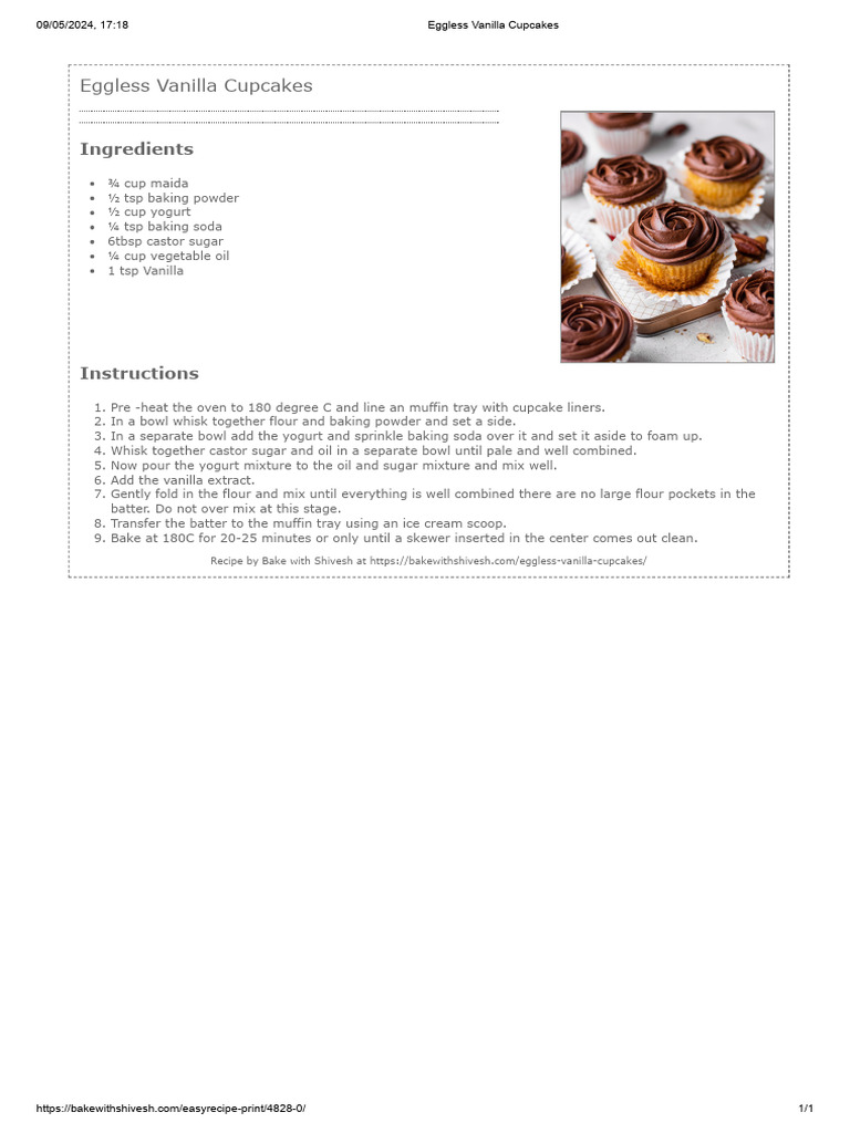 Eggless Vanilla Cupcakes | PDF