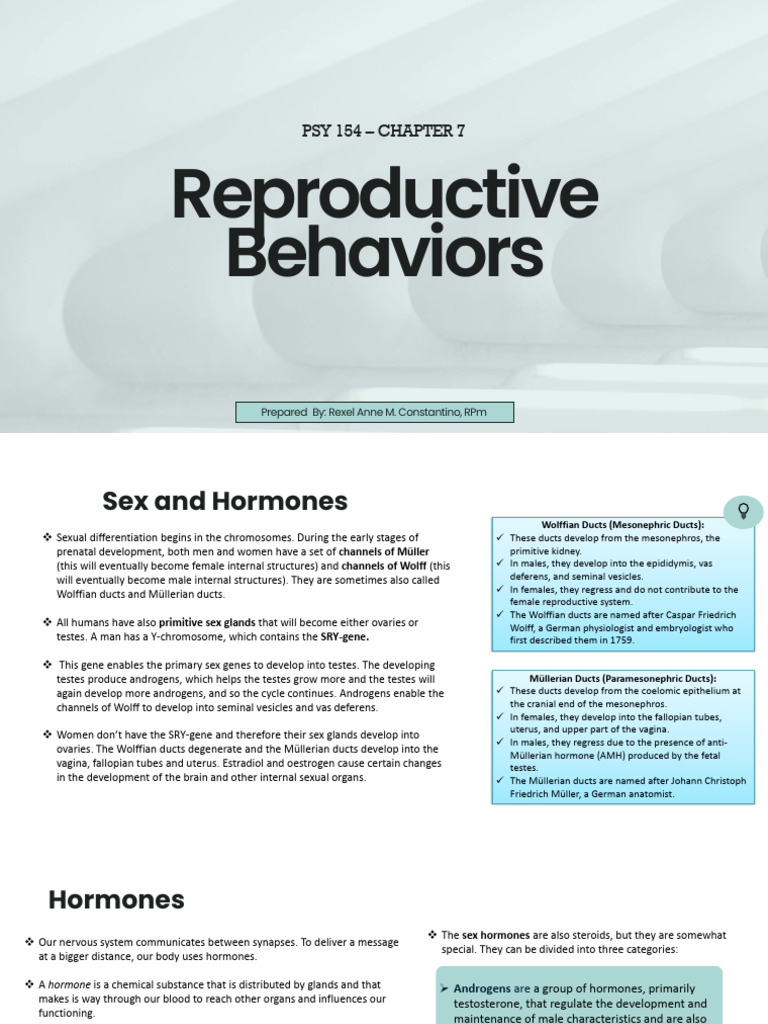 Chapter 7 Reproductive Behaviors PSY154 | PDF | Testosterone ...