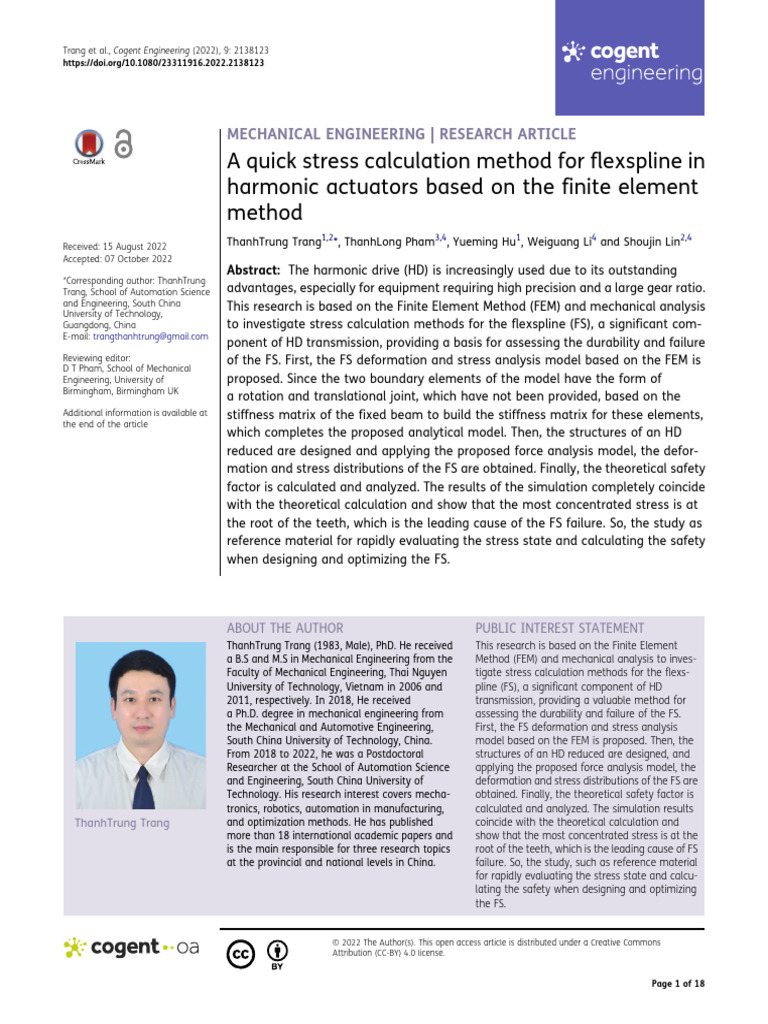 A Quick Stress Calculation Method For Flexspline I | PDF | Finite ...