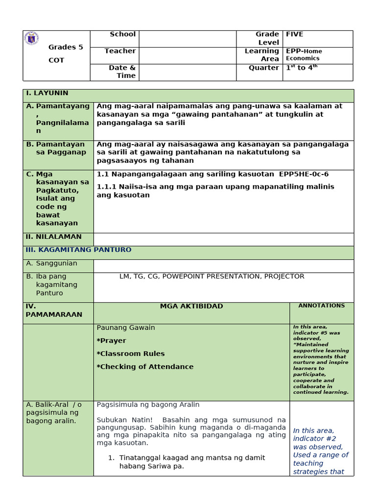 EPP HE 5 Napangangalagaan Ang Sariling Kasuotan | PDF
