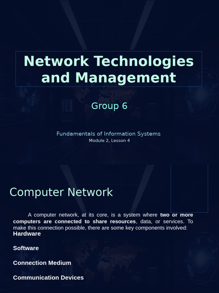 Network Technologies and Management Presentation Group6 BSIS1C | PDF | Computer Network ...