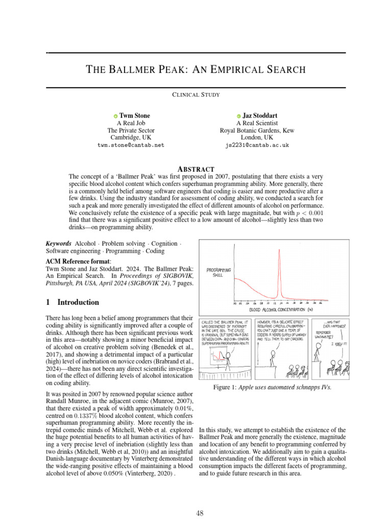 The Ballmer Peak: Alcohol's Coding Impact | PDF | Alcohol And Health ...