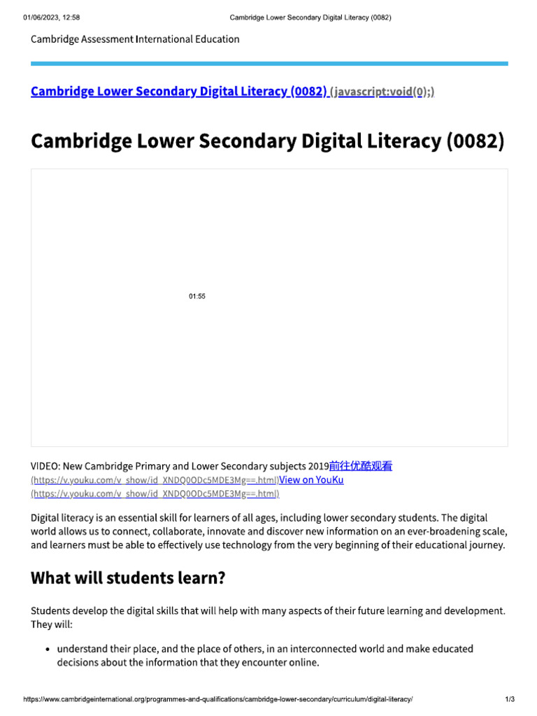 Lower Secondary Digital Literacy | PDF
