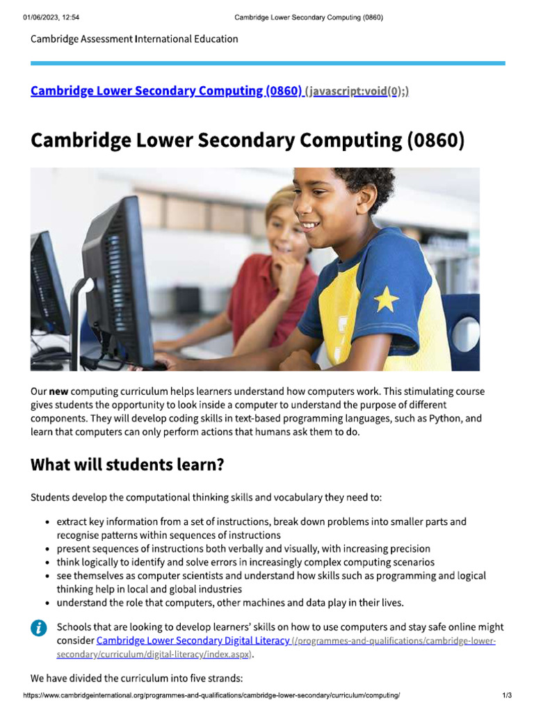 Lower Secondary Computing) | PDF