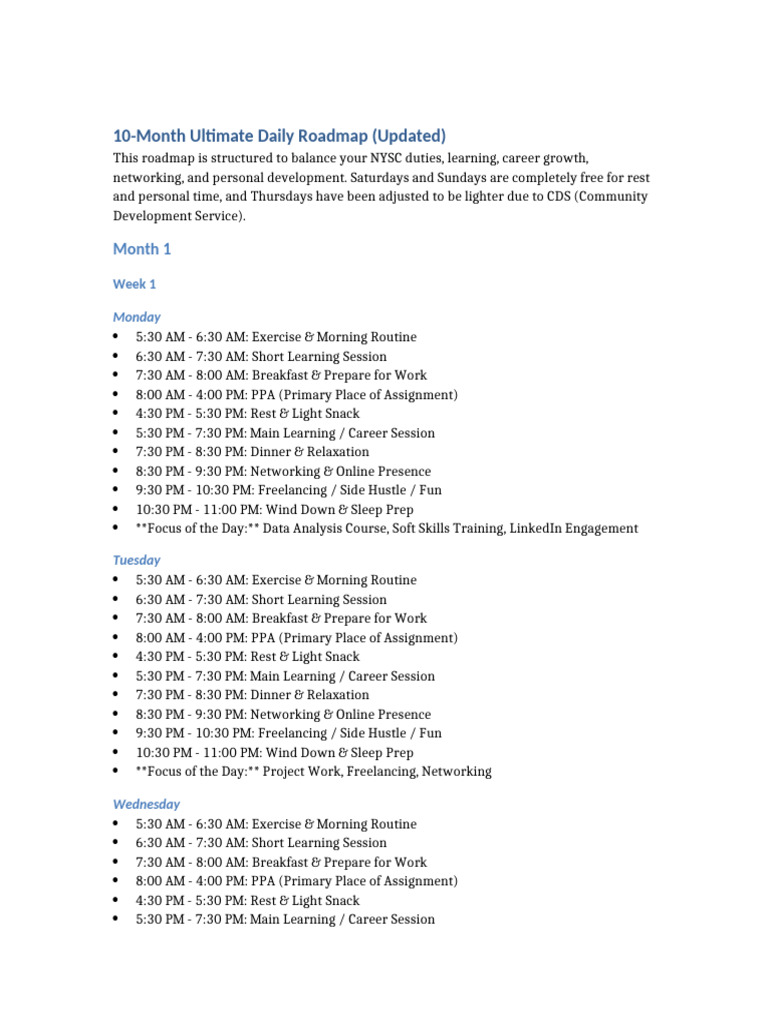 Ultimate 10 Month Daily Roadmap Updated | PDF