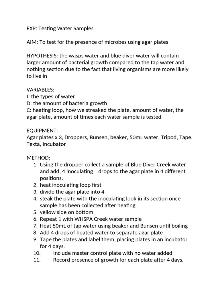 Testing Water Bacteria with Agar Plates | PDF | Microorganism | Bacteria