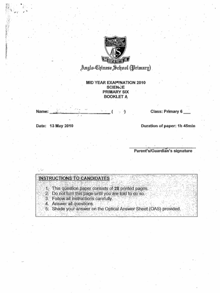 2010 p6 Science 2of2 | PDF