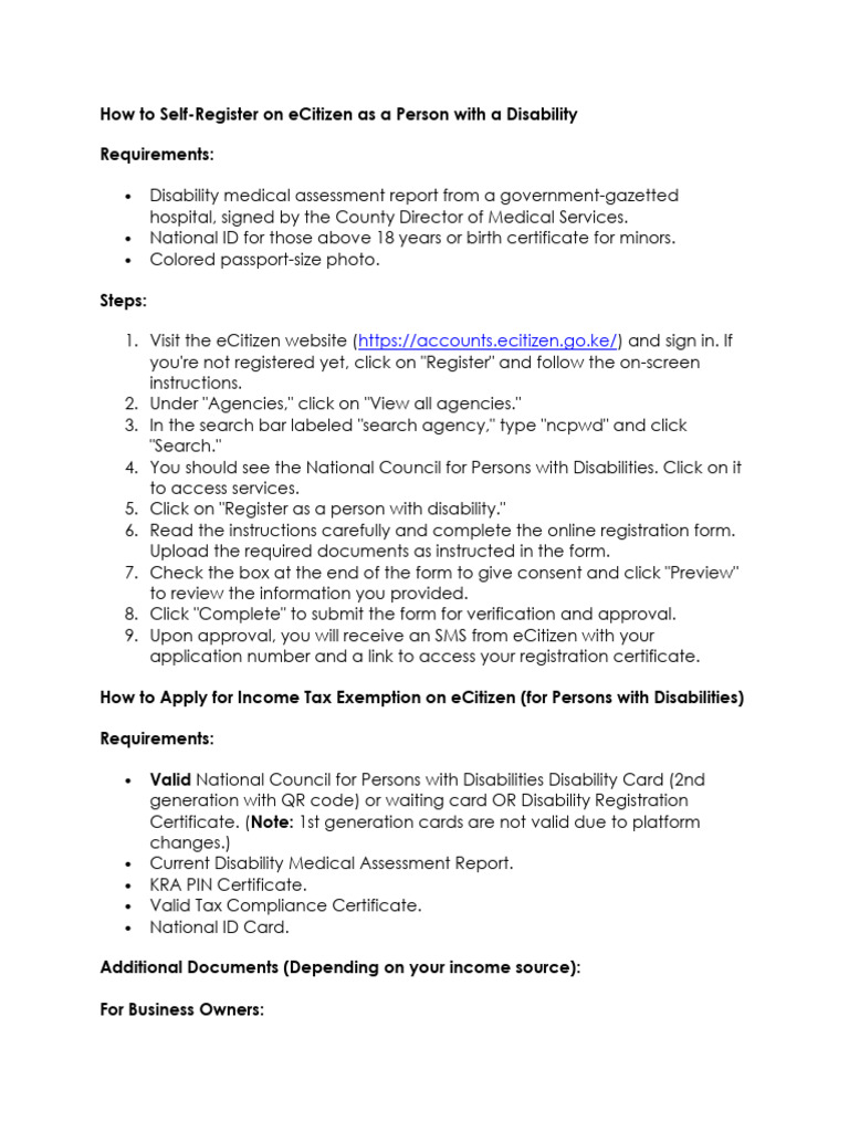 NCPWD How To Self Register On ECitizen As A PWD | PDF | Taxes | Identity Document