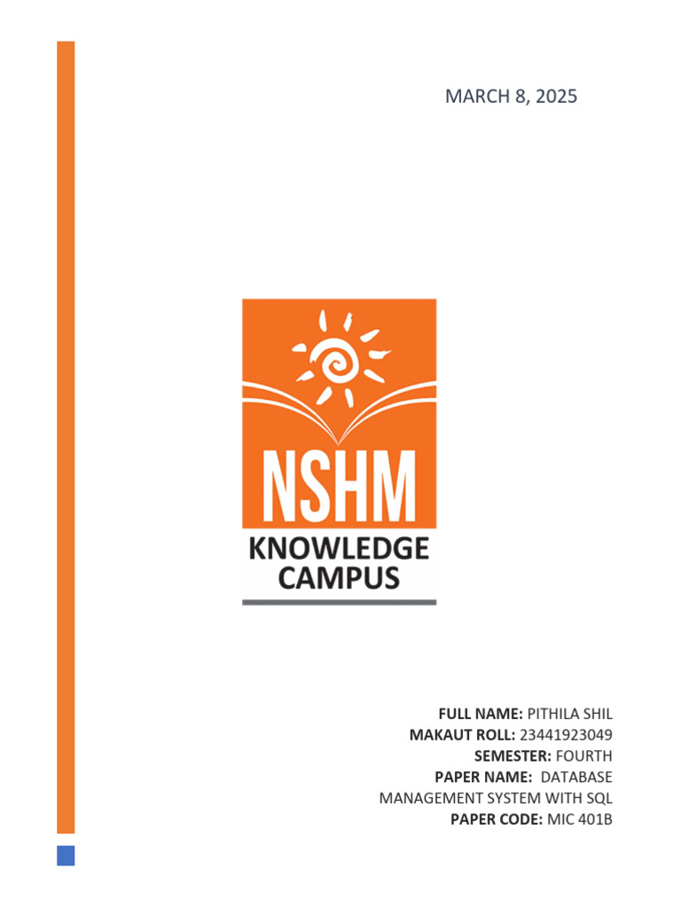 Pithila Shil - 23441923049 - Mic401b - Ca2 | PDF | Databases | Electronic Health Record