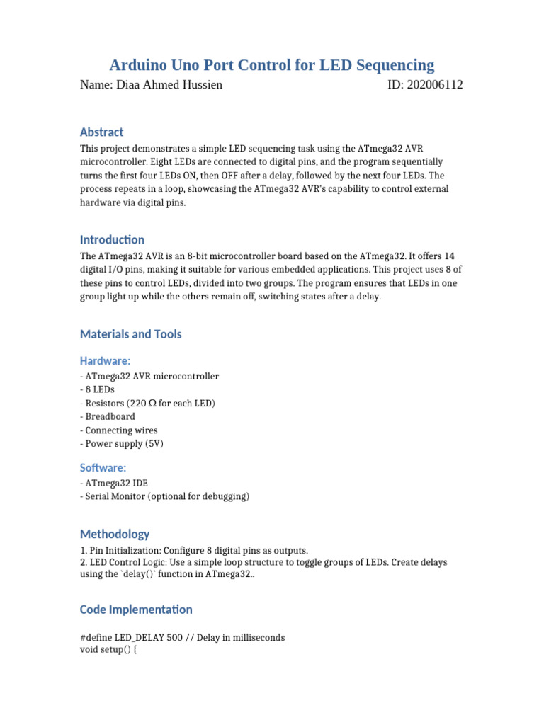 ATmega32 LED Project Report Revised | PDF | Arduino | Electrical ...