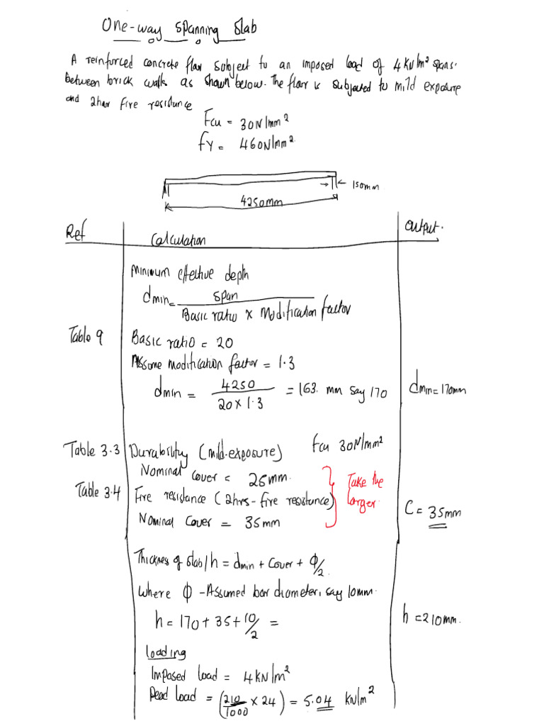 One Way Spanning Slab Example 2 | PDF