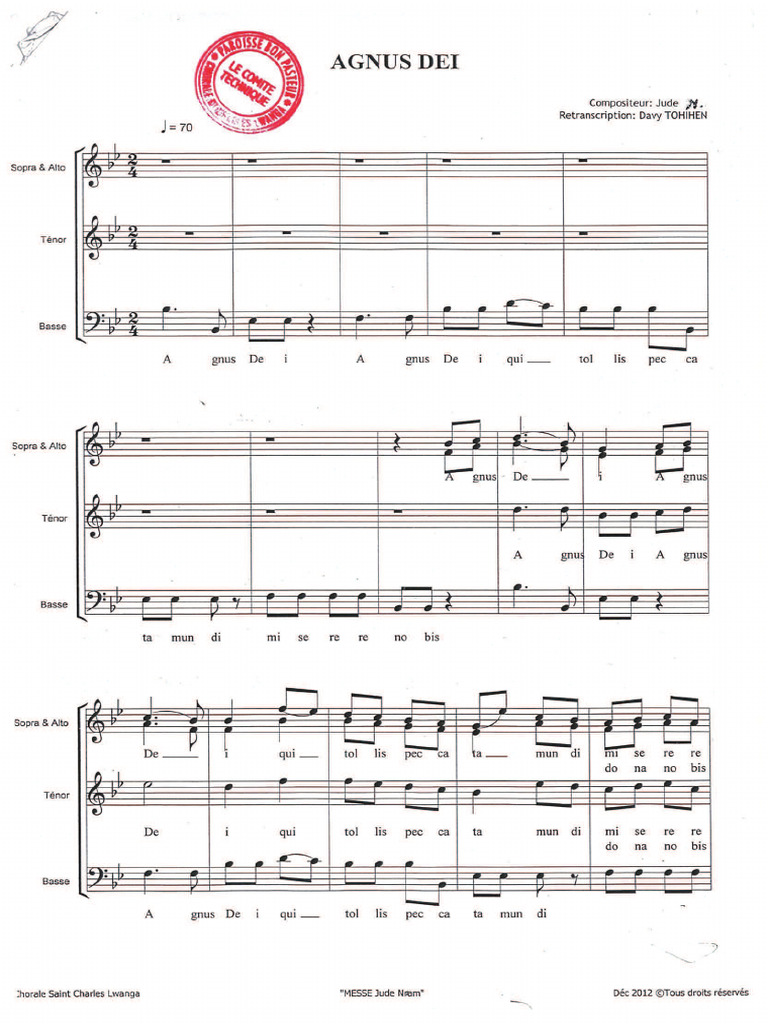 Agnus Dei Jude Nam - Davy Tohien | PDF