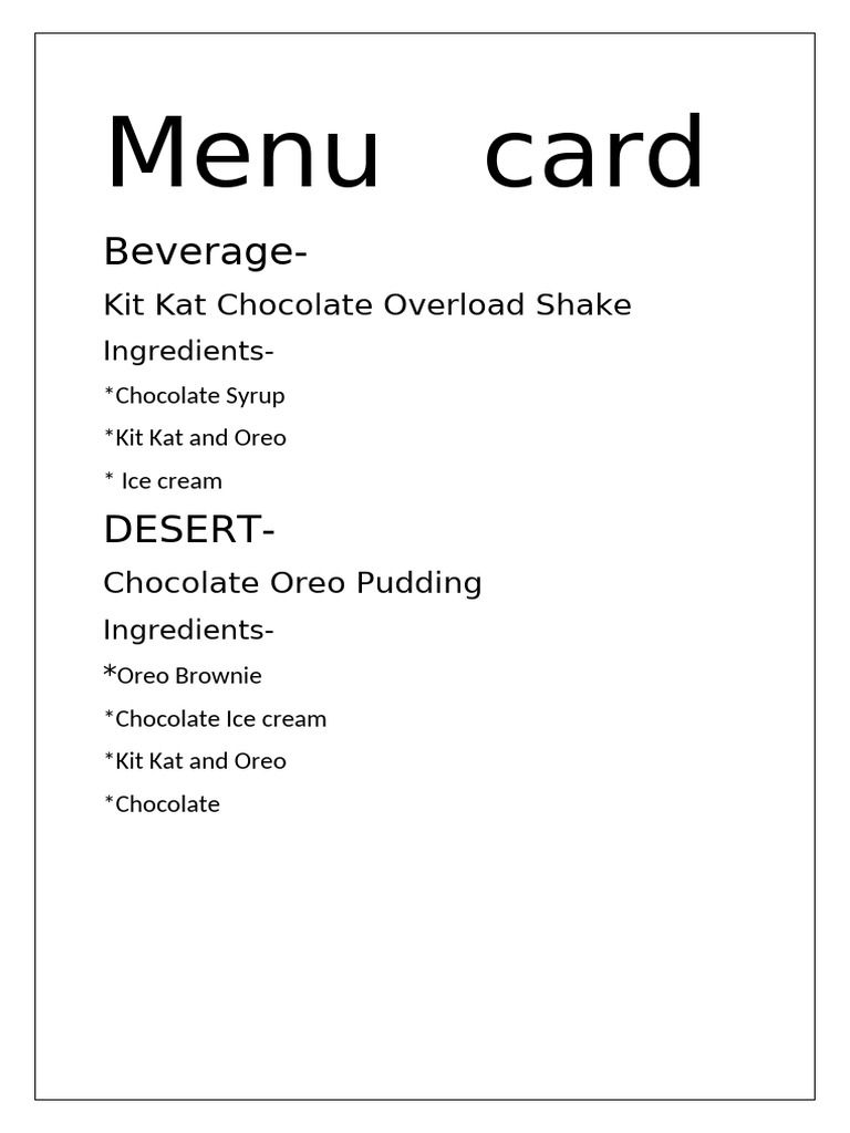 Menu card | PDF