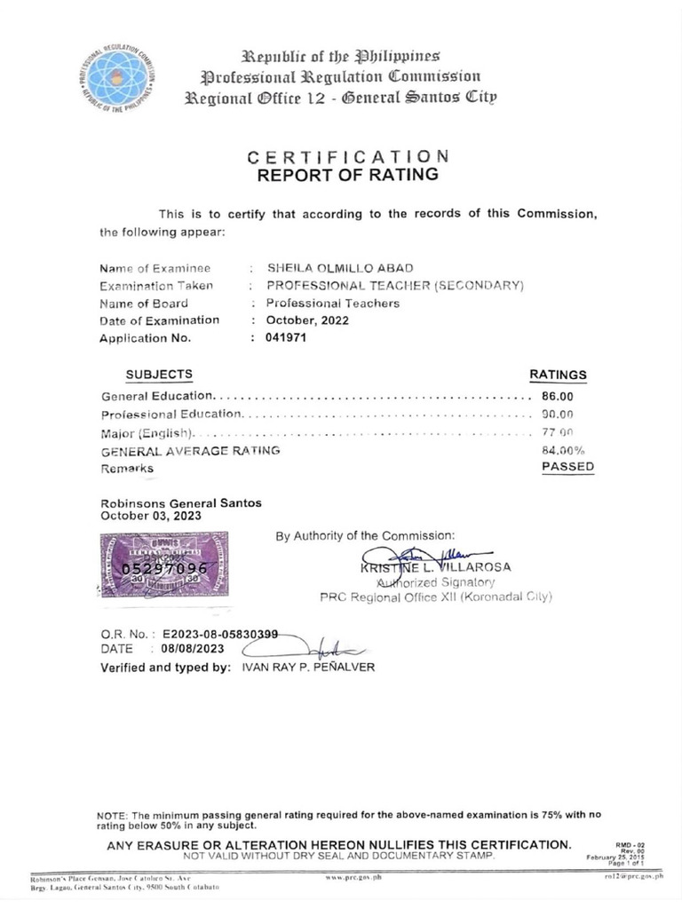 Cert. of Rating | PDF