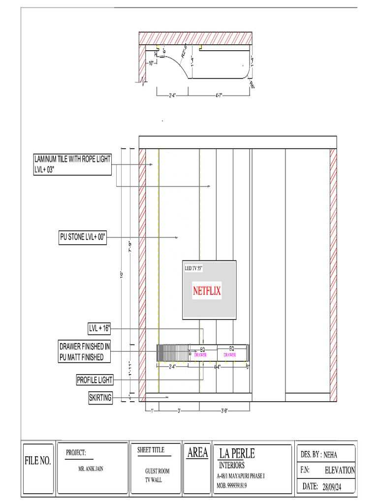 Guest Room TV Unit Wall Elevation | PDF