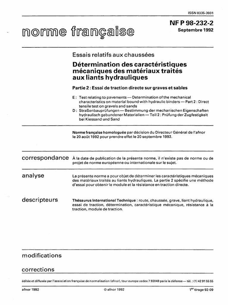 NF P98-232-2 Traction Directe | PDF