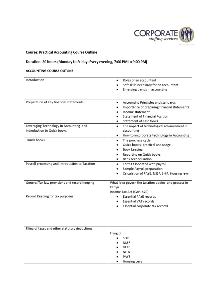 Practical Accounting Course Outline (003) | PDF | Taxes | Accounting