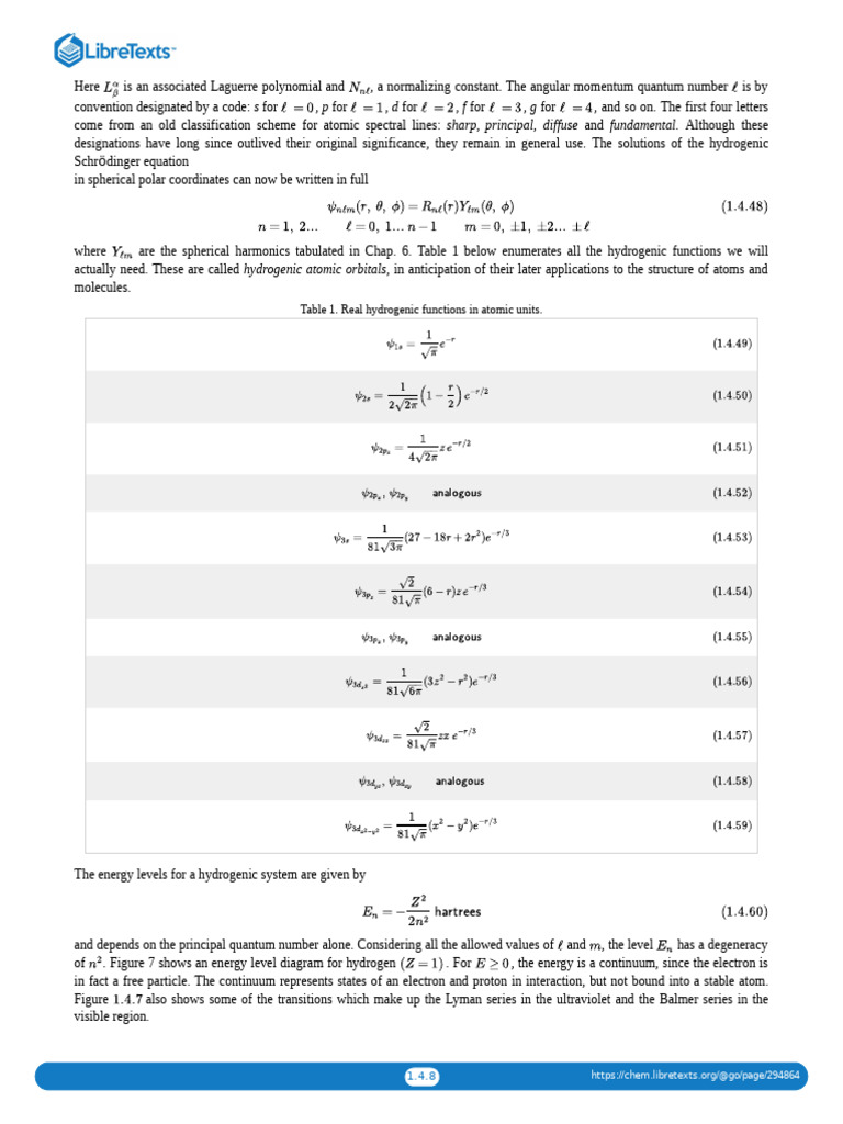 H Wave Function | PDF