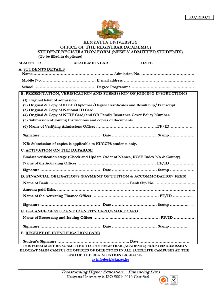 Kenyatta University Admission Instructions | PDF | Identity Document ...