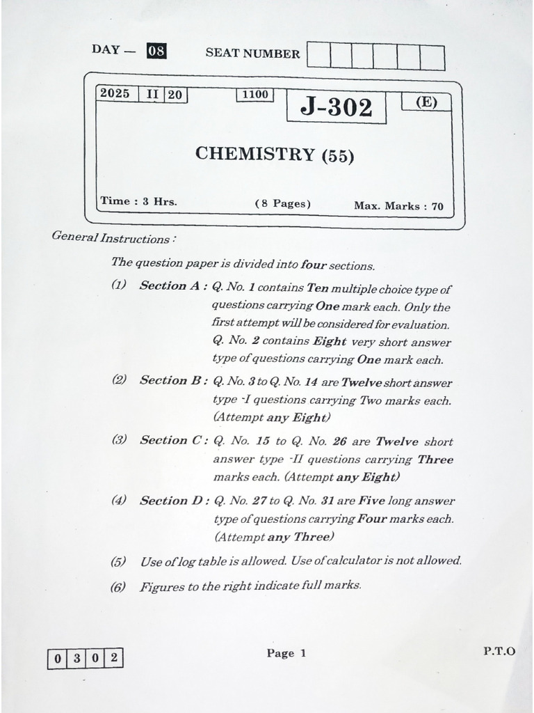 Chemistry paper | PDF