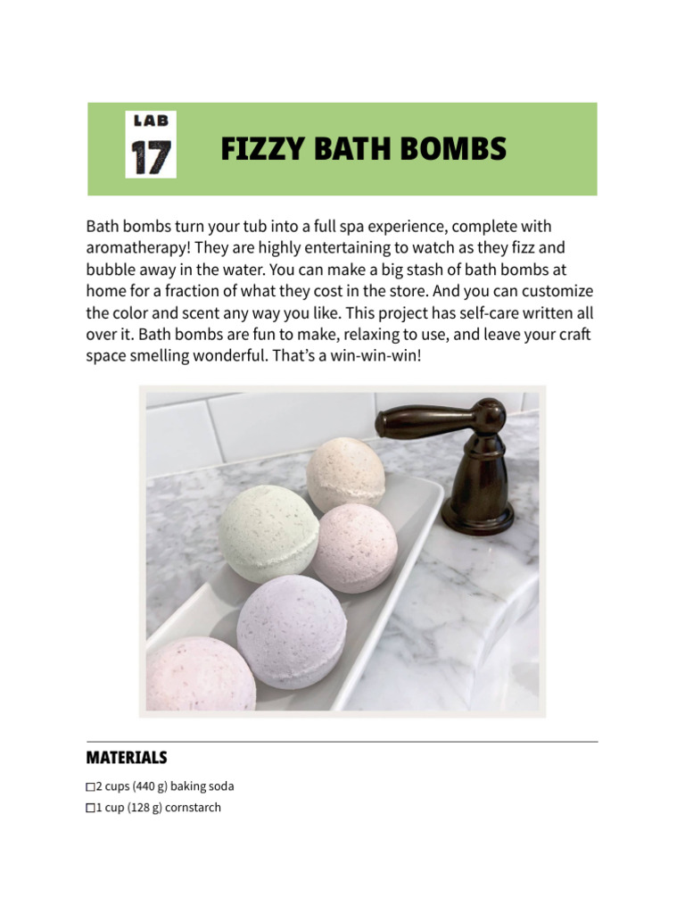 Craft Lab For Kids Making Fizzy Bath Bombs | PDF