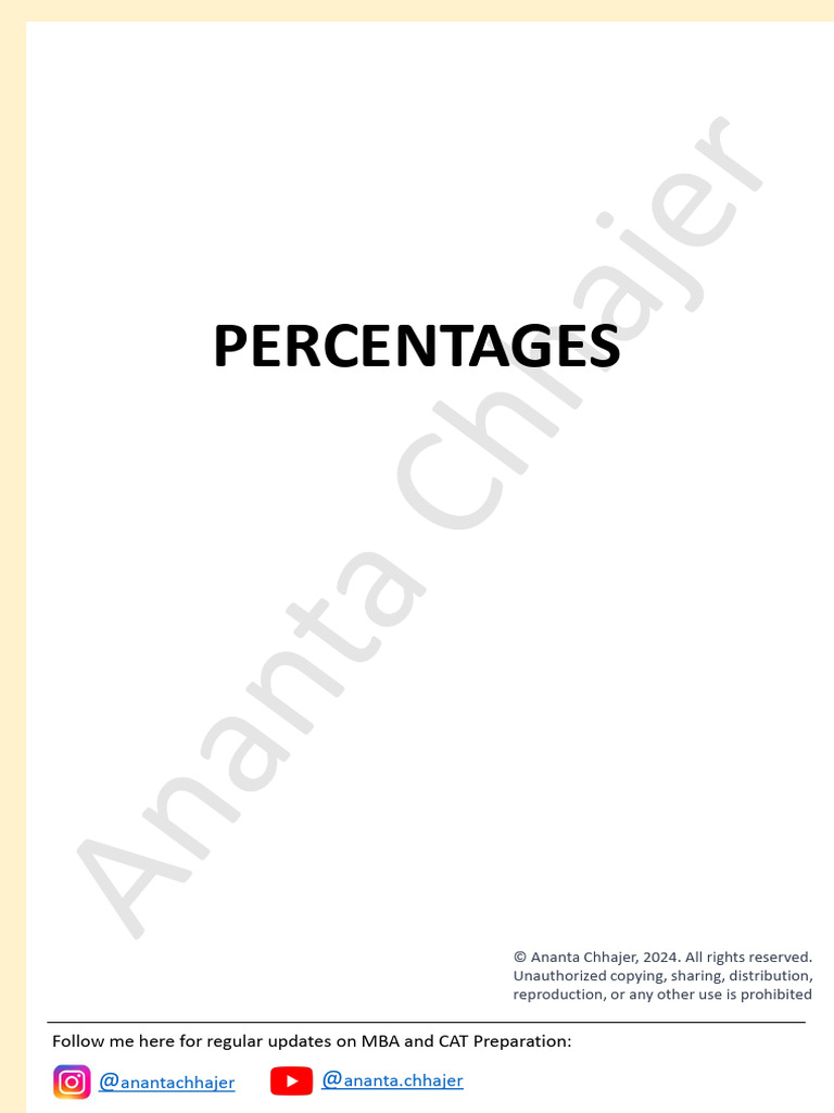 Percentages Formula & Concepts | PDF