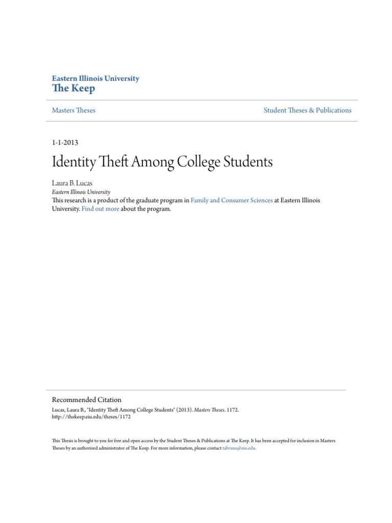 Identity Theft in College Students | PDF
