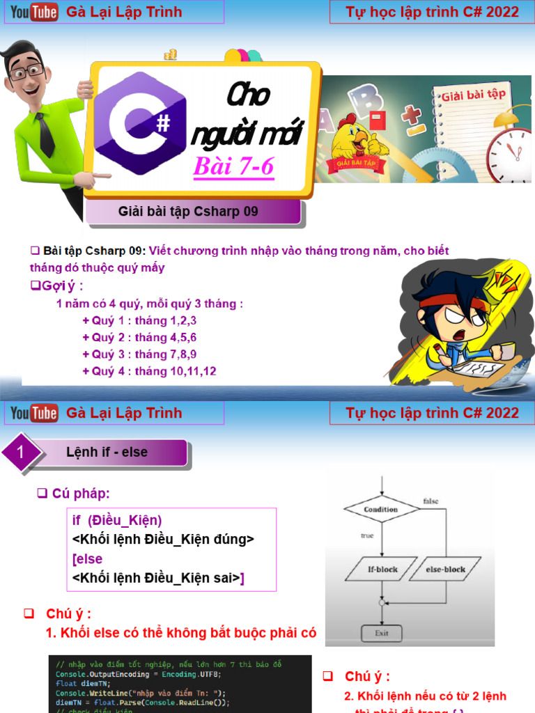 07-6.Lập trình C# cơ bản -Câu lệnh if else trong C#- bài tập csharp 04-09 - Copy | PDF