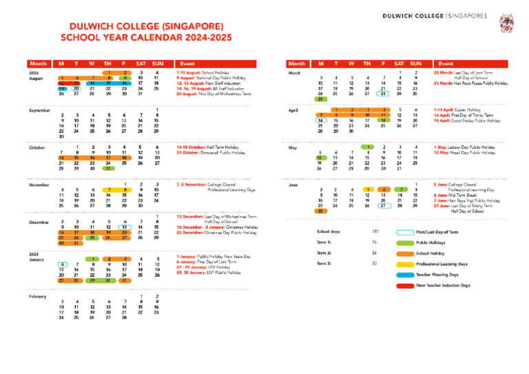 SCHOOL CALENDAR 2024-2025 Web Version (FINAL 22 Aug 24) | PDF
