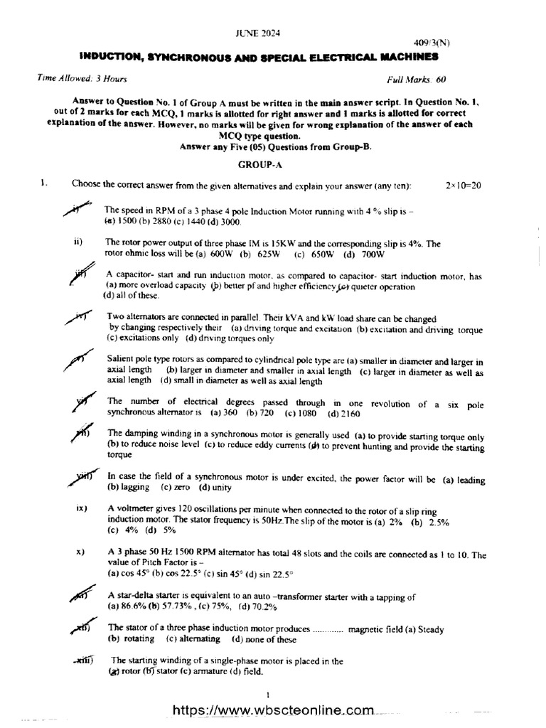 Ee Eeic Eps Eee 4 Sem Induction Synchronous and Special em 409 3 N Jun ...